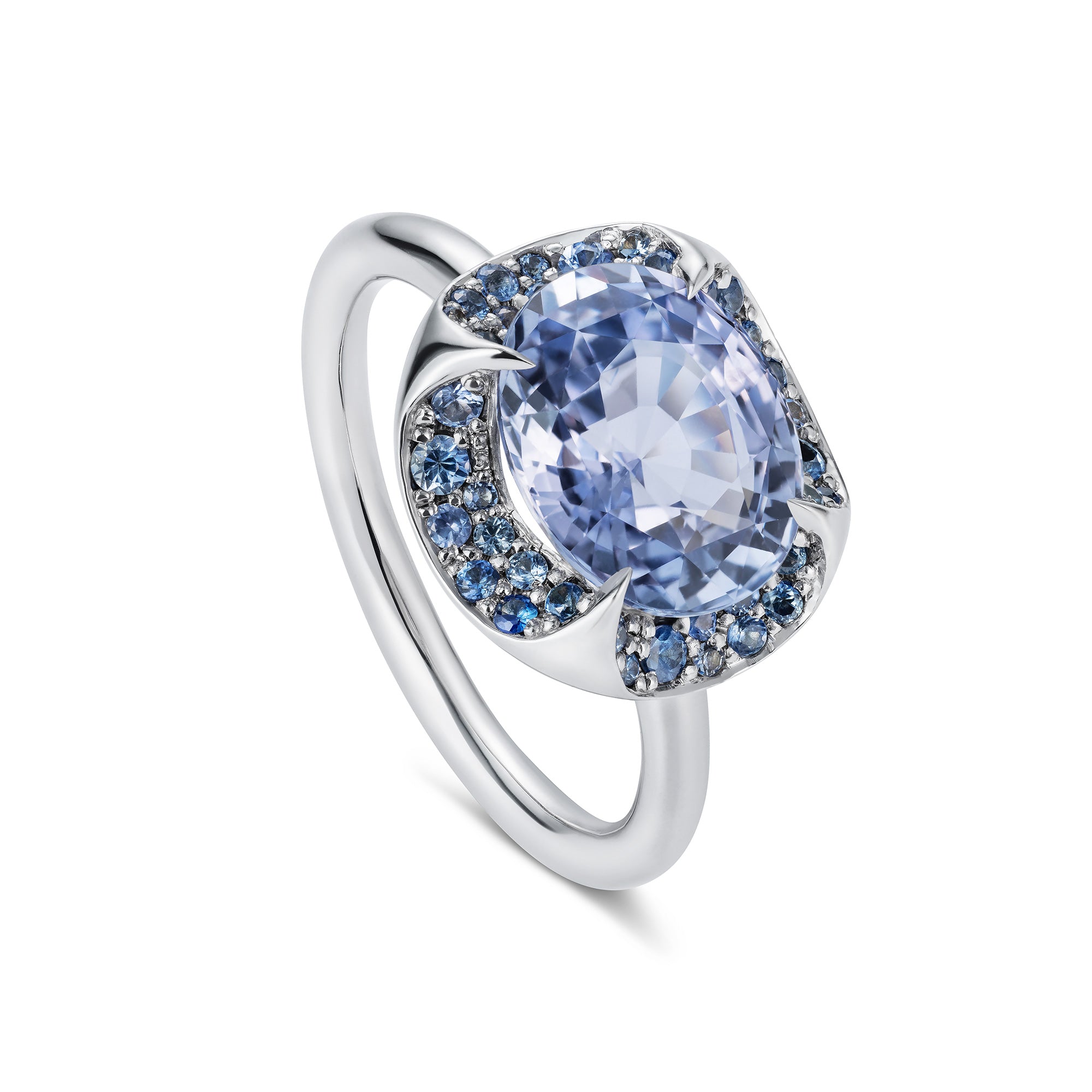 Lilac Sapphire The Pliers Engagement Ring in White Gold – Stapylton-Smith