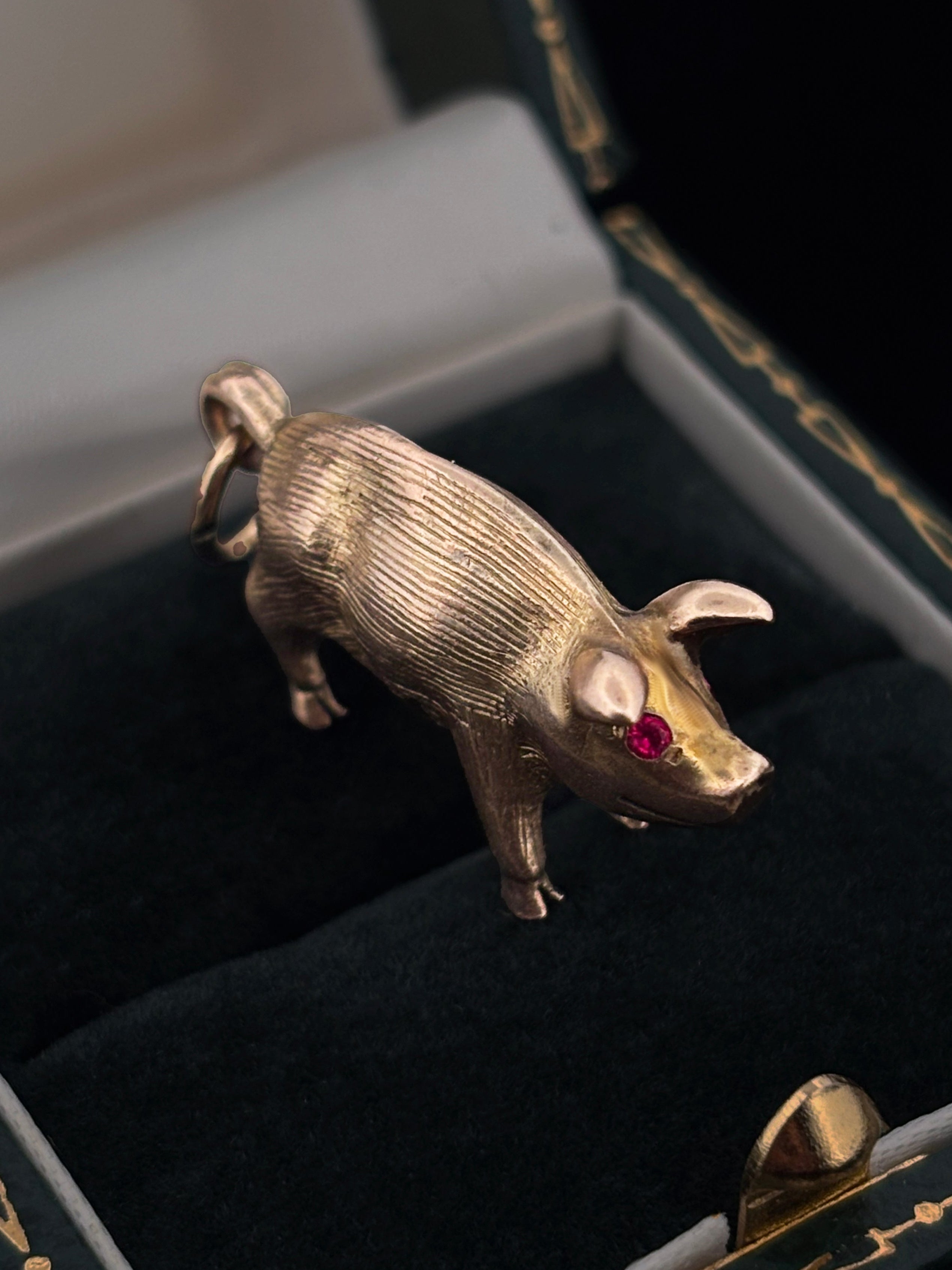 Gold Pig Charm 9ct with Ruby Eyes – Stapylton-Smith